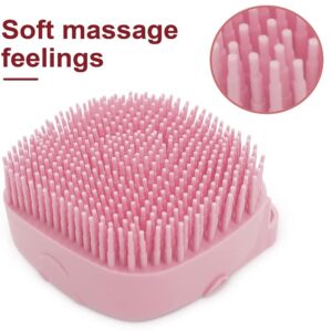 Pet Bath Massage Brush Puppy Dog Cat Grooming Cleaning Soft (Pink)