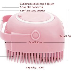 Pet Bath Massage Brush Puppy Dog Cat Grooming Cleaning Soft (Pink)