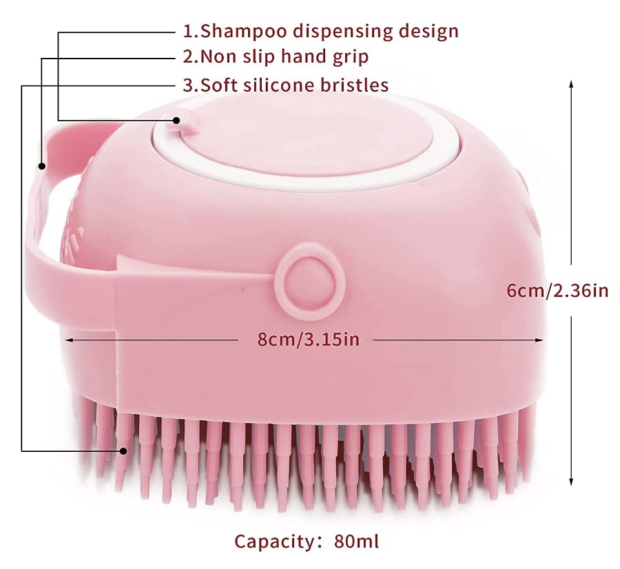 Pet Bath Massage Brush Puppy Dog Cat Grooming Cleaning Soft (Pink)