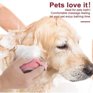 Pet Bath Massage Brush Puppy Dog Cat Grooming Cleaning Soft (Pink)