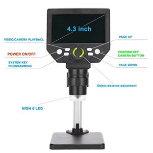 LXXSH Electronic USB Microscope 1-1000X Digital Soldering Video Microscopes 4.3" LCD Magnifying Camera Metal Stand Magnifier