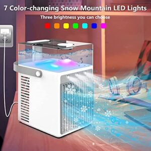 Portable Air Conditioner, Powerful Evaporative Air Cooler Fan 3 Speeds for Air Clean with 3 Ice Packs,Whisper Quiet Personal Fan for Home, Office