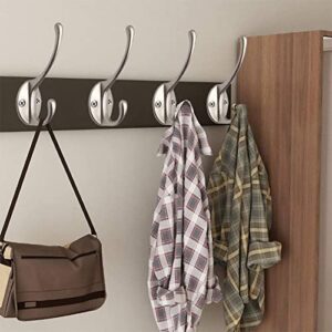 nanaxagly 4 Pack Retro Silver Coat Hooks, with 8 Screws and 8 Plastic Expansion Anchors, for Hanging Coats, Bag, Backpack, Robe, Towel, Hat, Jacket etc.