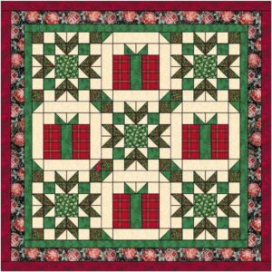 quilt kit all wrapped up/christmas/benartex fabrics precut 70" x 70"