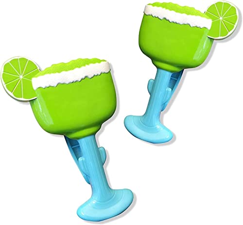 2 Set (4 Ct) Lemon Green Cup / Watermelon Beach Towel Clips Jumbo Size for Beach Chair, Cruise Beach Patio, Pool Accessories for Chairs, Household Clip, Baby Stroller