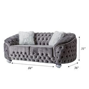 BEYAN Bursa Love Seats, Loveseat, Gray Velvet