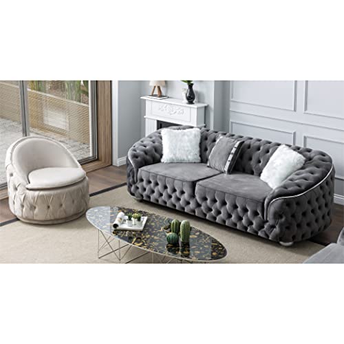 BEYAN Bursa Love Seats, Loveseat, Gray Velvet