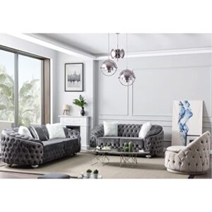 BEYAN Bursa Love Seats, Loveseat, Gray Velvet