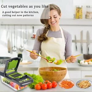 Pro Vegetable Chopper, COMUSTER Multi-functional Onion Chopper, Veggie Chopper w/Stainless Steel Blades, Vegetable Slicer w/Container, Mandoline Slicer, Dicer, Cutter Ideal for Fruits/Salads(Grey)