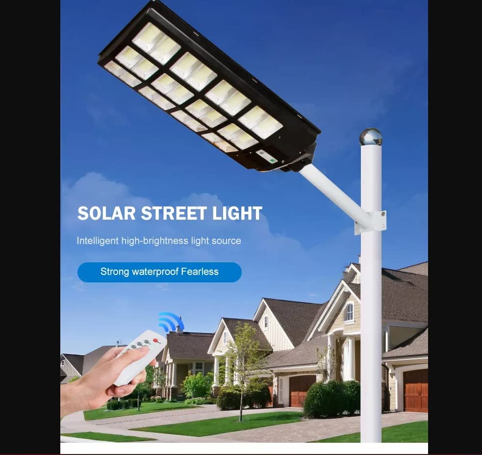 Solar Lights Street Lights Outdoor, Parking Lot Light Commercial Dusk to Dawn Led Street Light Solar Powered with Motion Sensor for Basketball Court, Road, Playground (1200, Volts) (1200, Volts)