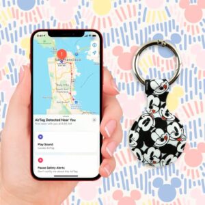 Disney Mickey Mouse Holder for Apple AirTag - Protective Tracker with Keychain for Dog, Bags, Keys - Disneyland Essentials and Holiday Gifts