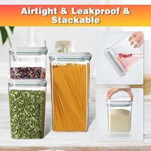 SPBMY Airtight Food Storage Containers, Clear Plastic Kitchen Canisters Set with Pop Up Airtight Lids for Cereal, Snacks and Sugar, 4 Piece Set Cereal Containers Storage