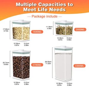 SPBMY Airtight Food Storage Containers, Clear Plastic Kitchen Canisters Set with Pop Up Airtight Lids for Cereal, Snacks and Sugar, 4 Piece Set Cereal Containers Storage