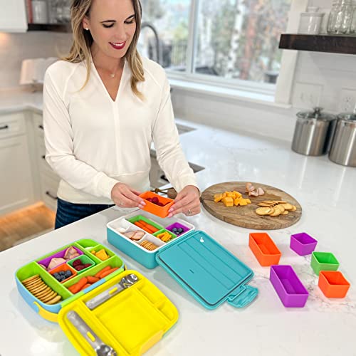 Square Silicone Lunch Box Dividers 6pcs - Bento Box Divider 2"x2"x1.5" - Silicone Cupcake Baking Cups - Bento Box Accessories Meal Prep Containers