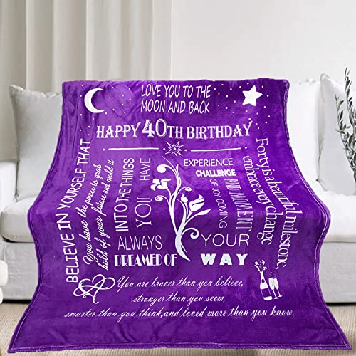 40th Birthday Gifts for Women Blanket 50"x60", Gifts for 40 Year Old Women, Happy 1983 Birthday Gifts for Women, 40 Year Old Birthday Gifts for Woman Sister Mom, 40th Birthday Decoration for Women