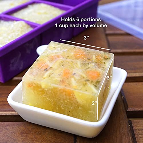 Soup Master 6-in-1 Storage & Freezer Container with lid - 2 pack – makes 12 perfect 1 cup cubes- Stores 1/2 Gallon of Soups, Pasta, Sauces, Stews, Desserts and More. Easy-To-Clean & Dishwasher Safe