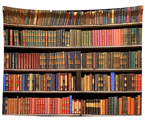 Loccor 10x8ft Fabric Bookshelf Backdrop Wooden Shelf Full of Various Books for Kids Teacher Writer Stuff Zoom Meeting Video Recording Online Teaching Conference Calls Tapestry Decorations Banner