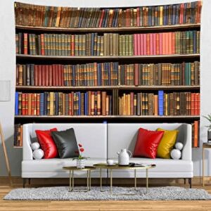 Loccor 10x8ft Fabric Bookshelf Backdrop Wooden Shelf Full of Various Books for Kids Teacher Writer Stuff Zoom Meeting Video Recording Online Teaching Conference Calls Tapestry Decorations Banner