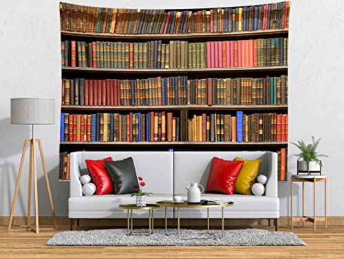 Loccor 10x8ft Fabric Bookshelf Backdrop Wooden Shelf Full of Various Books for Kids Teacher Writer Stuff Zoom Meeting Video Recording Online Teaching Conference Calls Tapestry Decorations Banner