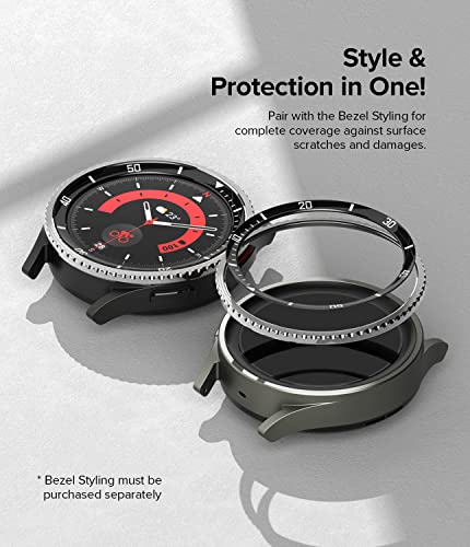 Ringke Inner Bezel Styling [Stylish Stainless Steel Frame] Compatible with Samsung Galaxy Watch 5 Pro Case, Anti Scratch Protector Adhesive Inner Cover Accessory - 45-IN-02 (ST) Black