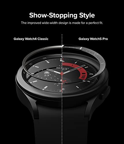 Ringke Inner Bezel Styling [Stylish Stainless Steel Frame] Compatible with Samsung Galaxy Watch 5 Pro Case, Anti Scratch Protector Adhesive Inner Cover Accessory - 45-IN-02 (ST) Black