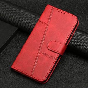 JanCalm for iPhone 12 Mini Wallet Case,[Wrist Strap][Card Holder/Cash Slots][Kickstand] Premium PU Leather Magnetic 12 Mini Phone Case Flip Cover Protective for iPhone Mini 12 Case Wallet (Red)