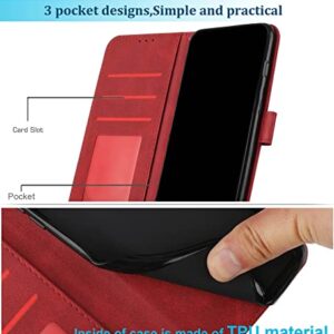 JanCalm for iPhone 12 Mini Wallet Case,[Wrist Strap][Card Holder/Cash Slots][Kickstand] Premium PU Leather Magnetic 12 Mini Phone Case Flip Cover Protective for iPhone Mini 12 Case Wallet (Red)