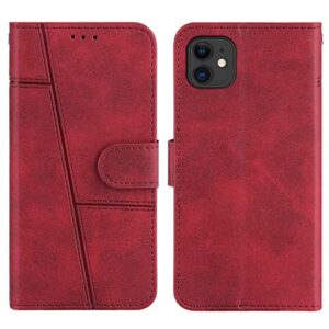 JanCalm for iPhone 12 Mini Wallet Case,[Wrist Strap][Card Holder/Cash Slots][Kickstand] Premium PU Leather Magnetic 12 Mini Phone Case Flip Cover Protective for iPhone Mini 12 Case Wallet (Red)