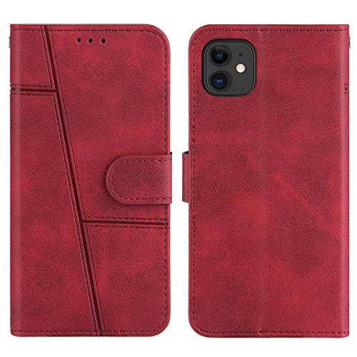 JanCalm for iPhone 12 Mini Wallet Case,[Wrist Strap][Card Holder/Cash Slots][Kickstand] Premium PU Leather Magnetic 12 Mini Phone Case Flip Cover Protective for iPhone Mini 12 Case Wallet (Red)