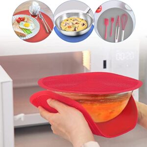 2PCS, KooMall 8 Inch Silicone Trivets for Hot Pots and Pans, Hot Pads for Kitchen Countertops, 572°F Heat Resistant Pot Holders, Multi-Purpose Microwave Mat for Grabbing, Food Grade & BPA Free, Red