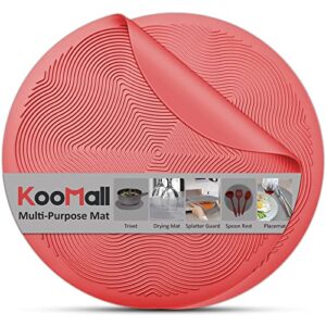 2pcs, koomall 8 inch silicone trivets for hot pots and pans, hot pads for kitchen countertops, 572°f heat resistant pot holders, multi-purpose microwave mat for grabbing, food grade & bpa free, red