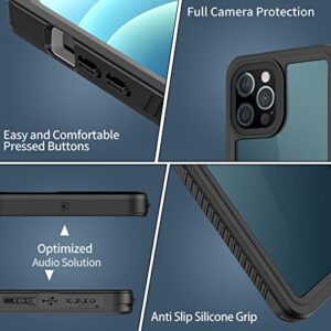 MixMart Waterproof Case for iPhone 12 Pro Built-in Screen Protector Full Boby Protection Anti-Scratch Shockproof Dustproof IP68 Waterproof Phone Case for iPhone 12 Pro 6.1inch Clear Black