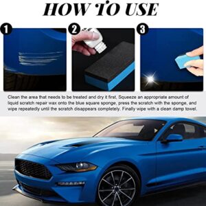 Automotive Scratch Repair Waxes, Car Paint Scratch Repair Agent, Care Grinding Polishing Restorer Liquid with Sponge Polish Paint Restorer, Easily Repair Paint Scratches Minor Scrapes Quickly Remover