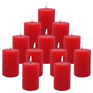 red pillar candles unscented dripless and smokeless candle 12 packs 2x3 inch for home wedding party tables