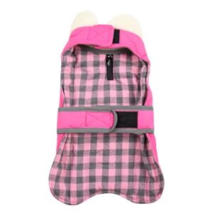 JoyDaog Reflective Belt Dog Coats for Small Dogs,Reversible Warm Puppy Jacket for Cold Winter,Pink S