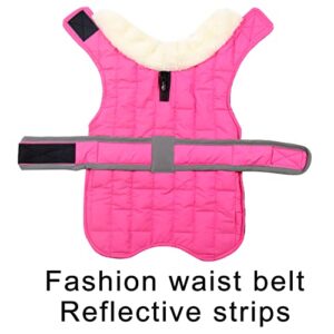 JoyDaog Reflective Belt Dog Coats for Small Dogs,Reversible Warm Puppy Jacket for Cold Winter,Pink S