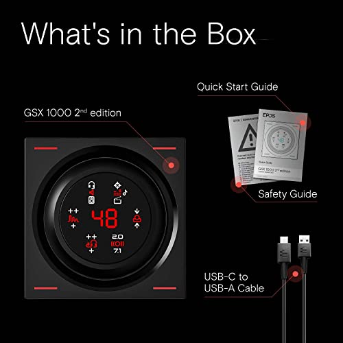 EPOS GSX 1000 2nd Edition Dac Amp Audio Amplifier/External USB Sound Card with 7.1 Surround Sound, Side Tone, Gaming DAC and EQ, Headphone Amp Compatible with Windows, Mac, Laptops and Desktops