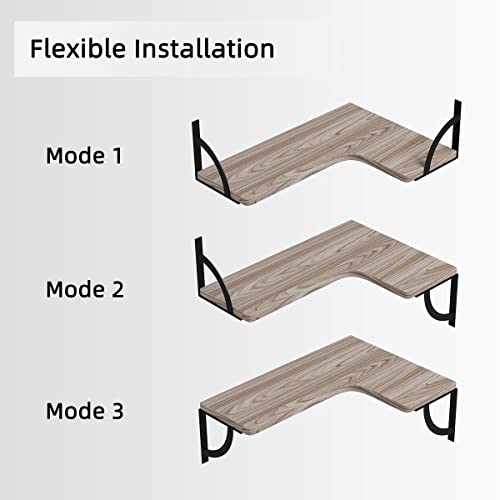 MOLYHOM Wood Floating Corner Shelves, Wall Shelves for Bedroom, 4 Sets of Wall Mounted Shelf