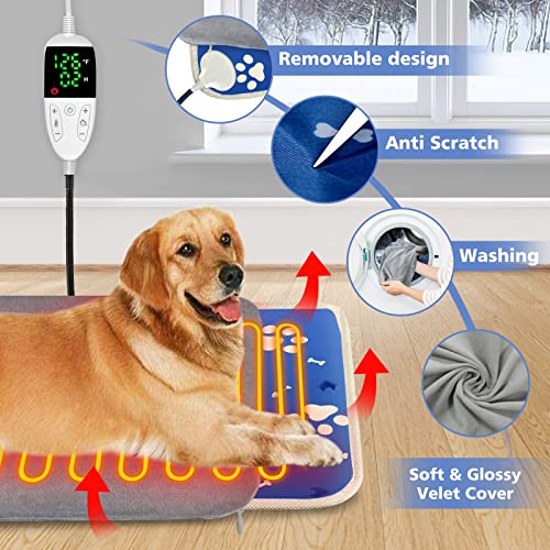 Wall Essential Pet Heating Pad for Cat Dog Electric Heated Pad Pet Warming Bed Mat with Timer Adjustable Temperature Electric Pet Heated Bed Mat with Cover