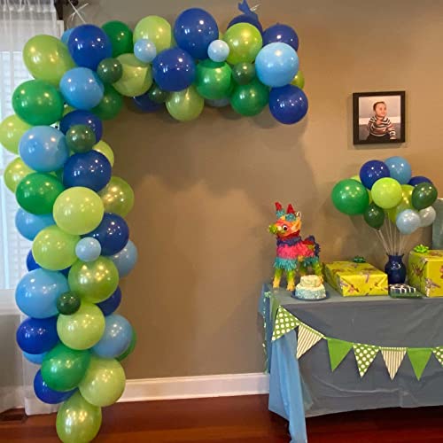 Blue and Green Balloon Garland Kit, Navy Blue Dark Green Balloon Garland Arch Kit with Double Layer Chrome Blue Balloons, Metallic Green Blue Balloons Green Confetti Balloons for Birthday Party Decor