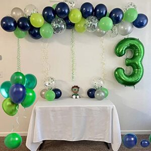 Blue and Green Balloon Garland Kit, Navy Blue Dark Green Balloon Garland Arch Kit with Double Layer Chrome Blue Balloons, Metallic Green Blue Balloons Green Confetti Balloons for Birthday Party Decor