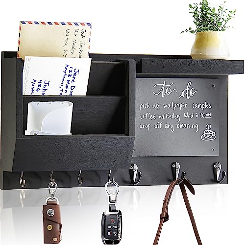 Ziivita Key Holder for Wall - Mail Holder Organizer Wall Mount with Shelf - Hanging Key Rack Hanger with Hooks Decorative for Home Coat Letter Dog Leash Entryway Living Room Decor