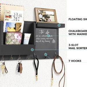 Ziivita Key Holder for Wall - Mail Holder Organizer Wall Mount with Shelf - Hanging Key Rack Hanger with Hooks Decorative for Home Coat Letter Dog Leash Entryway Living Room Decor