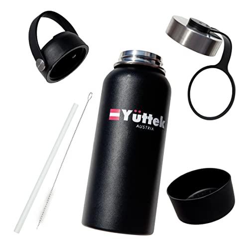 YUTTEK Insulated Water Bottle with Straw Lid-Stainless Steel Reusable waterbottle for Gym, Office, School, sports & Travel,Double Walled bottles with 3 Lids & straw for Men, Women, kids and adults