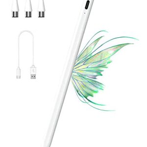 Active Stylus Pens for Touch Screens with Magnetic Design, Rechargeable Universal iPad Pencil, Fine Point Stylus Pen for iPad Pro/Air/Mini/iPhone/iOS/Android/Tablets Writing & Drawing-White