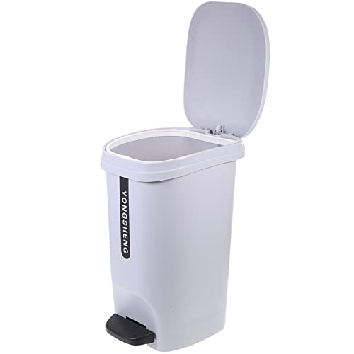 DOITOOL Bin Bathroom Close Lid, Container Basket and Pedal Trash Household Free with Dustbin Step-on Bathroom, Organizer Large L, on Home, Plastic L Waste Rubbish Foot Office Home Grey