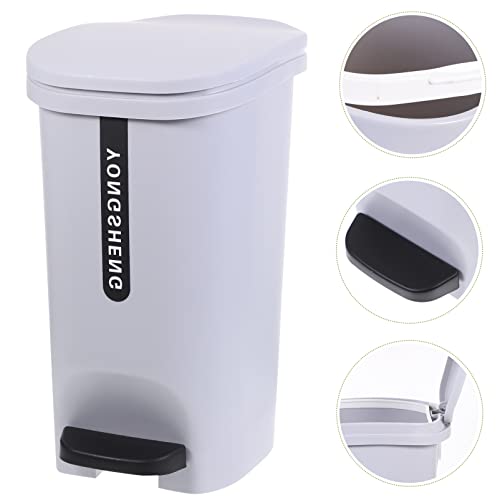 DOITOOL Bin Bathroom Close Lid, Container Basket and Pedal Trash Household Free with Dustbin Step-on Bathroom, Organizer Large L, on Home, Plastic L Waste Rubbish Foot Office Home Grey