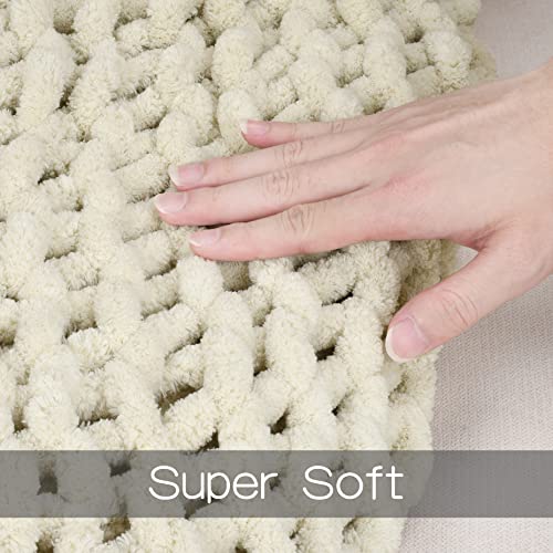 Catalonia Classic Chunky Knit Blanket, Soft & Lightweight Yarn Knitted Blanket, 50"x60" Crochet Chenille Blanket, Decorative Cable Knitted Throw Blankets for Couch, Bed, Sofa, Latte