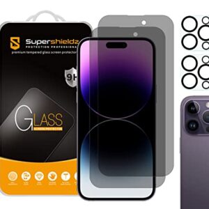 Supershieldz (2 Pack) (Privacy) Anti Spy Screen Protector Designed for iPhone 14 Pro Max (6.7 inch)+ Camera Lens Tempered Glass Screen Protector, Anti Scratch, Bubble Free