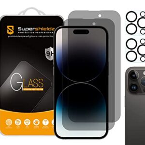 Supershieldz (2 Pack) (Privacy) Anti Spy Screen Protector Designed for iPhone 14 Pro (6.1 inch)+ Camera Lens Tempered Glass Screen Protector, Anti Scratch, Bubble Free